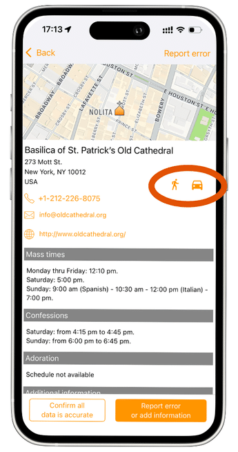How Do I Open Directions in Google Maps from the App? - Catholic Mass Times